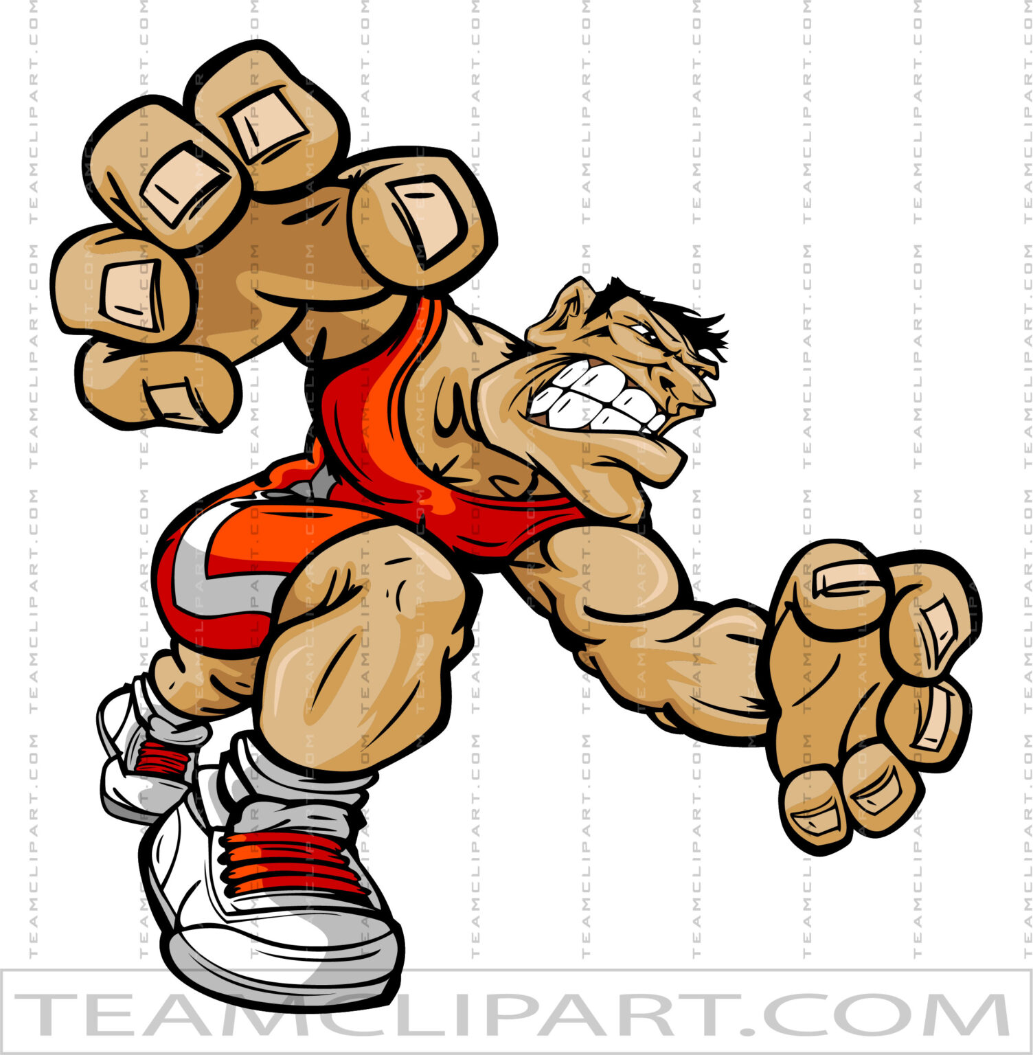 Powerful Cartoon Wrestler | Vector Format | JPG EPS PNG AI