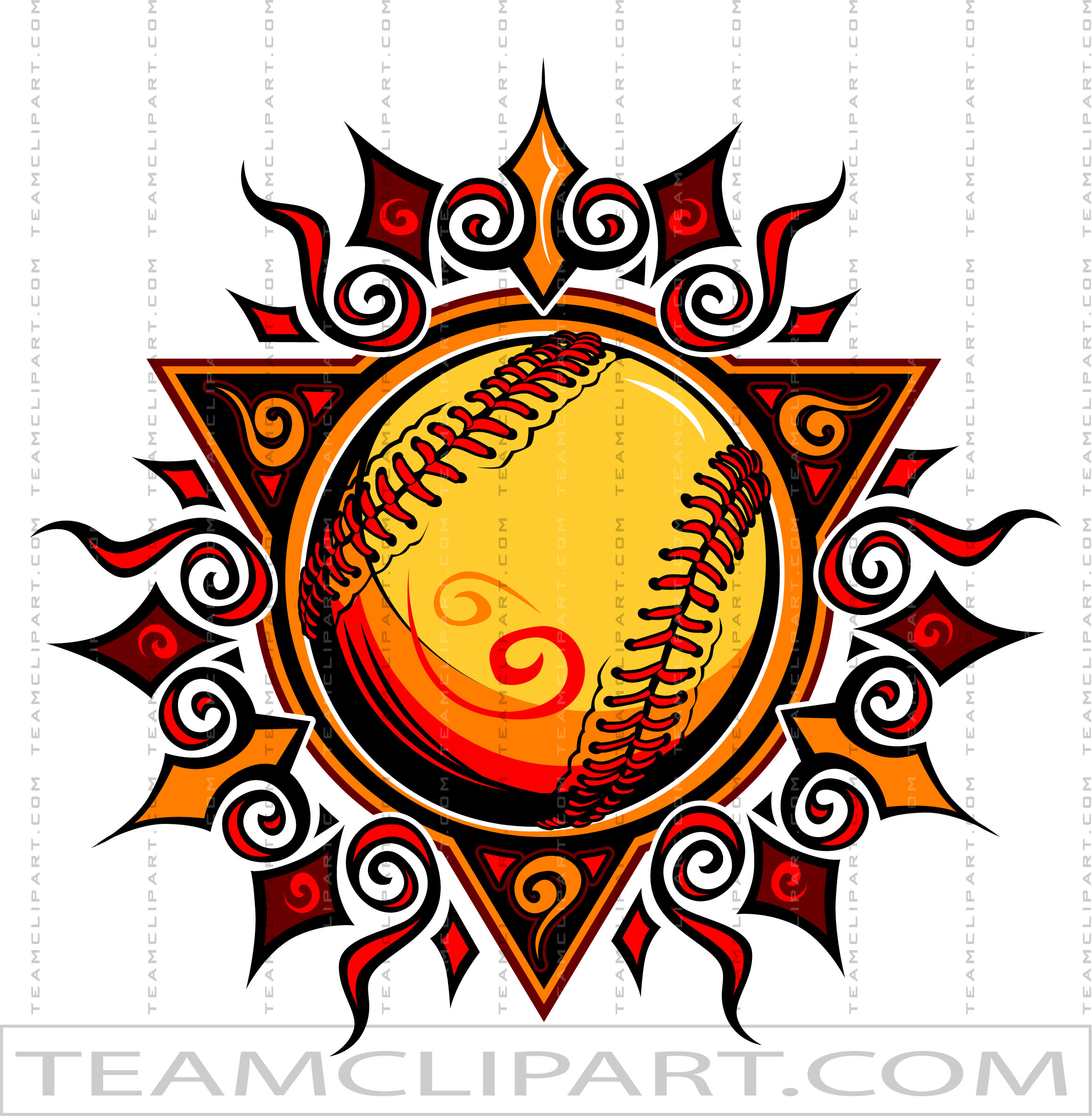 Summer Softball Logo | Quality Clipart Images | AI JPG EPS PNG