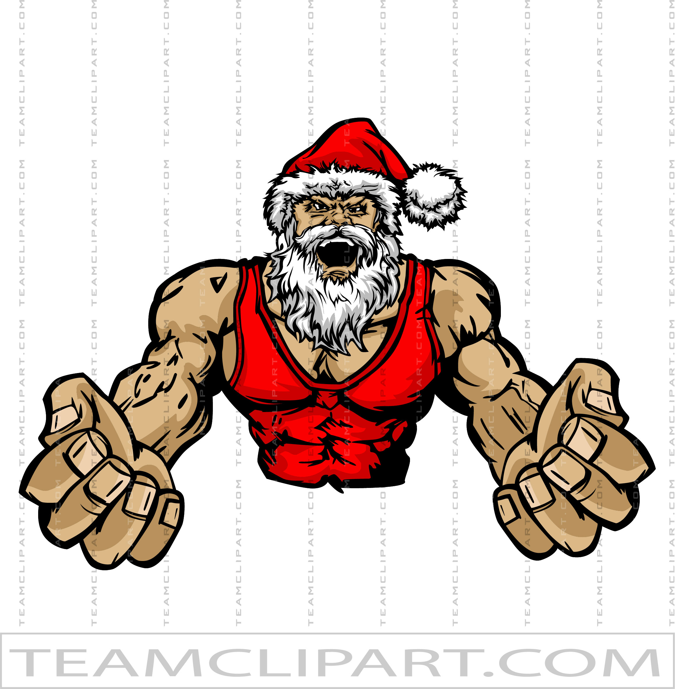 Strong Santa Cartoon | Vector Clip Art | AI JPG EPS PNG